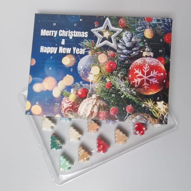 24 Cavity Christmas Tree ADVENT Wax Melt Clamshell - (TREES & BAUBLES ...